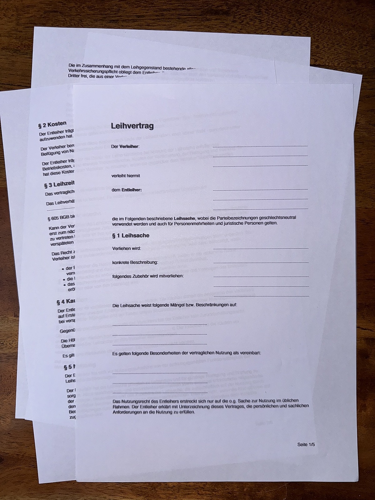 Leihvertrag - Muster-Vorlage kostenlos als PDF & Word downloaden oder ...